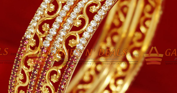 BS036-2.8 Size Gold Plated AD Stone Bright Flower Design Imitation Bangle