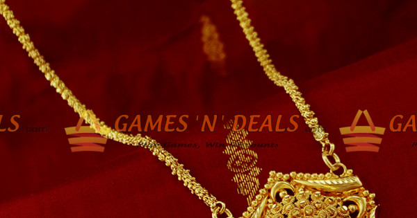 BGDR130 - Unique Kerala Red Stone Dollar with Jasmine Chain Party Wear ...