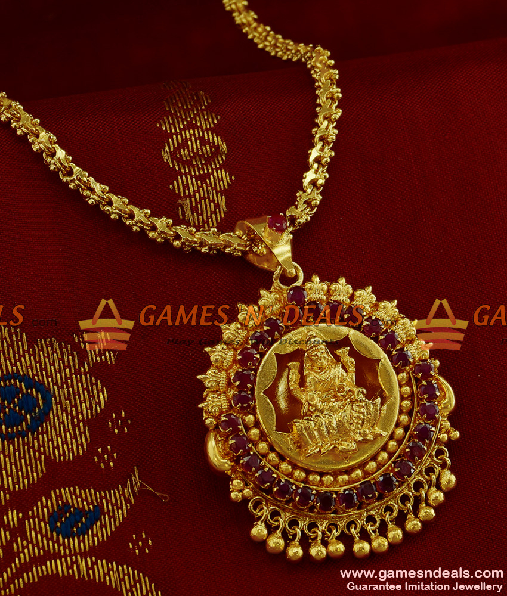 BGDR194 - Semi Precious AD Stone Lakshmi Dollar With S-Type Chain ...