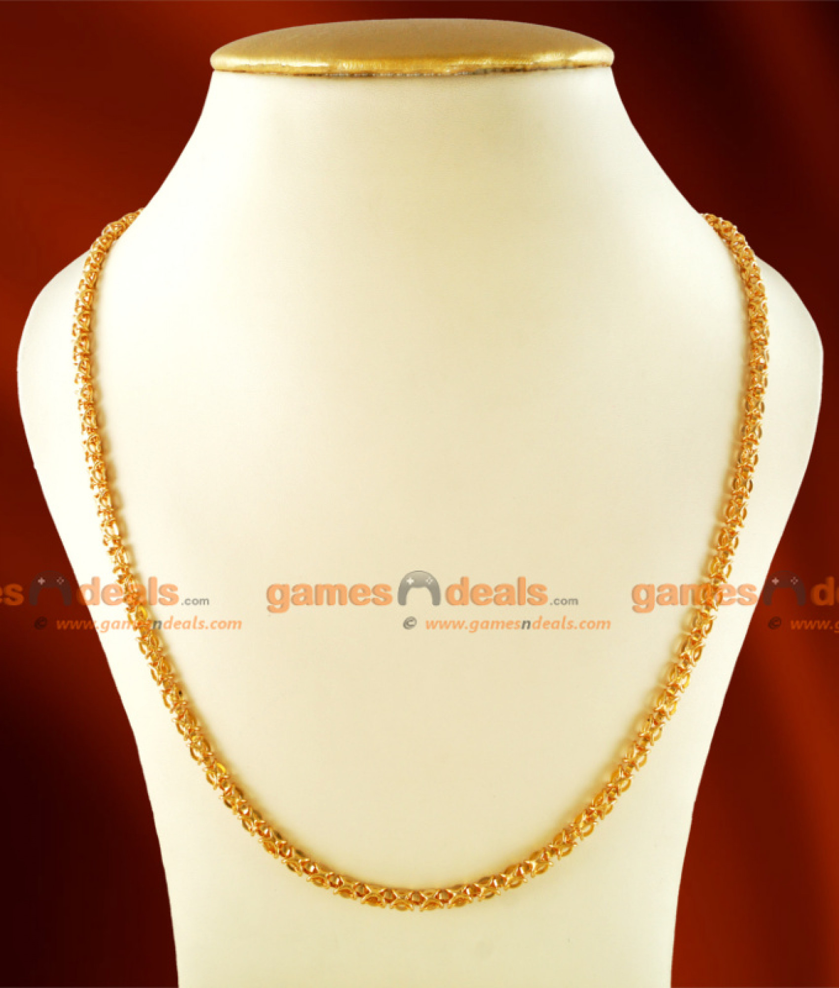 CKMN17-LG - 30 inches LongGold Plated Traditional Kerala Imitation Chain