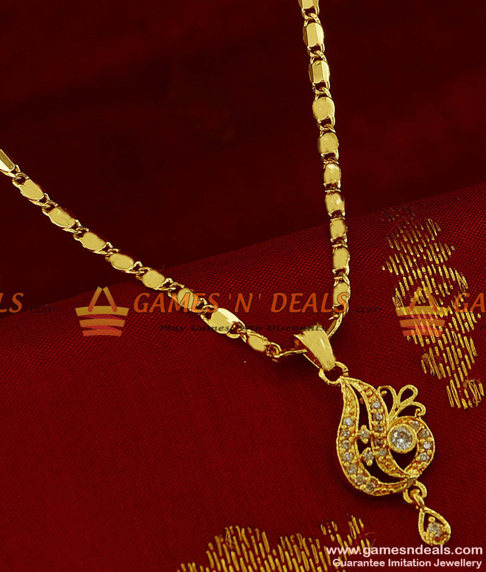 SMDR167 - South Indian Traditional Sangu Shaped Dollar Chain Imitation ...
