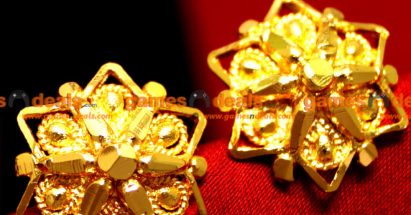 ER014 - Traditional Gold Plated Ear Rings Big Size Stud Design