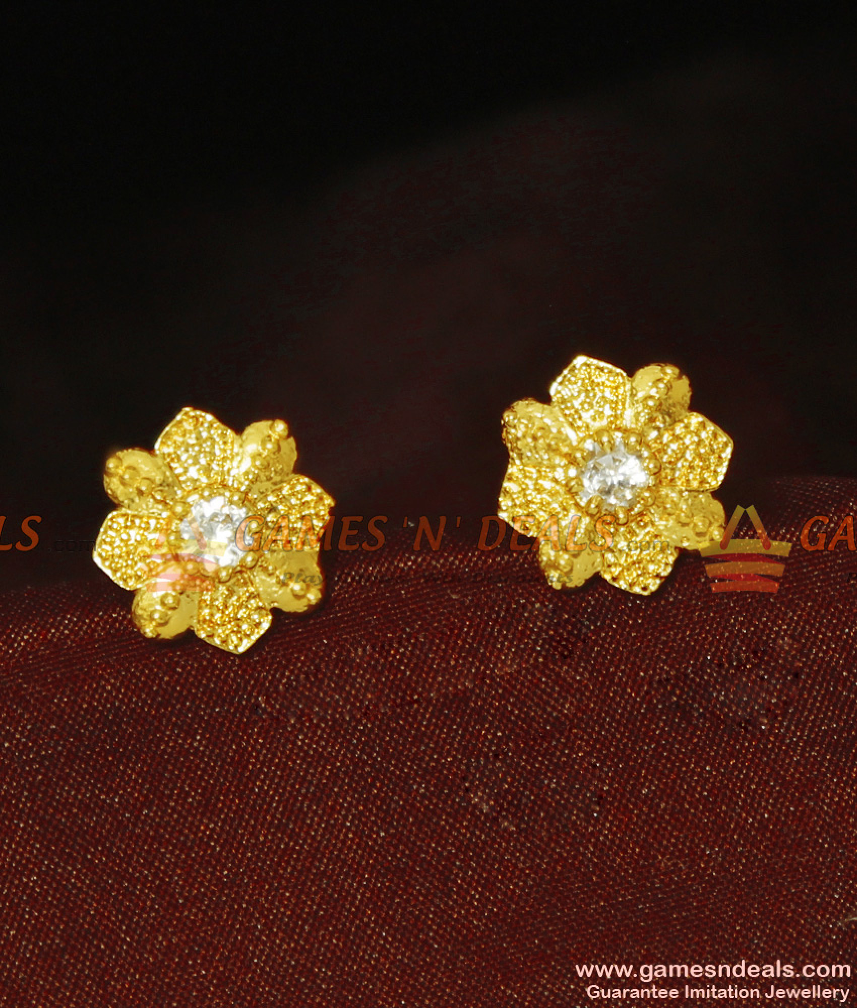 One Gram Gold Cute Daily Wear Single White Stone Stud