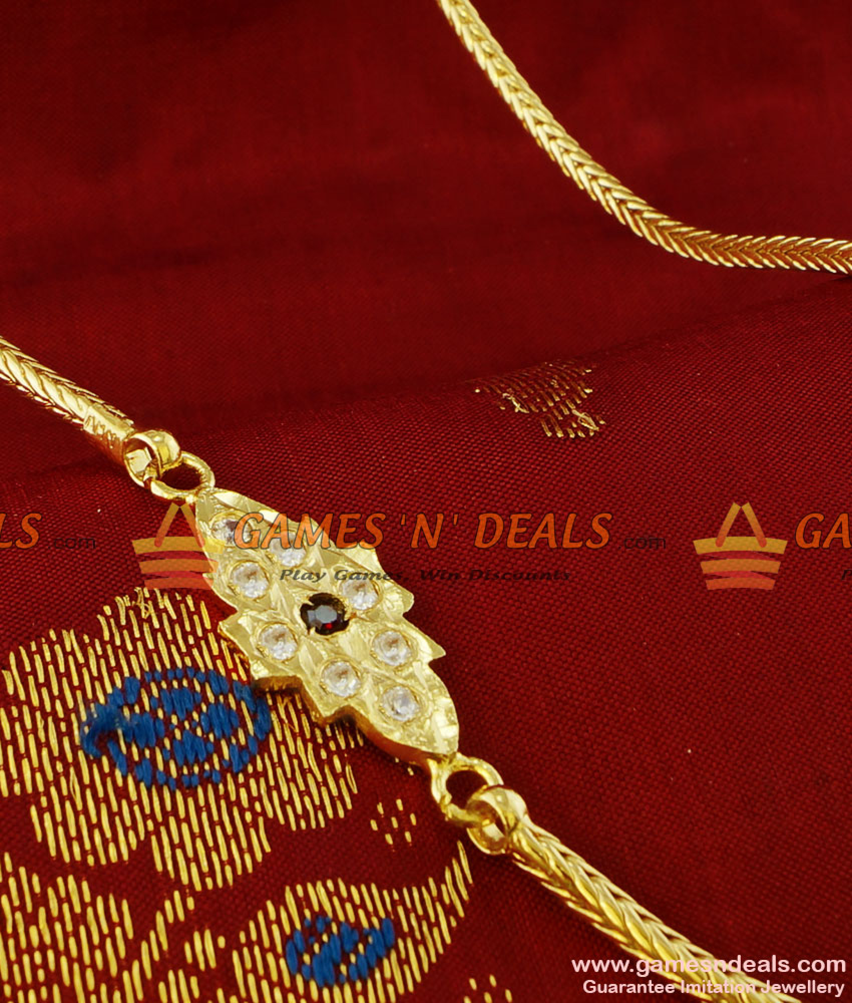 MCH009 - Aiympon AD Stone Mogappu Dollar Daily Wear Thali Saradu Design ...