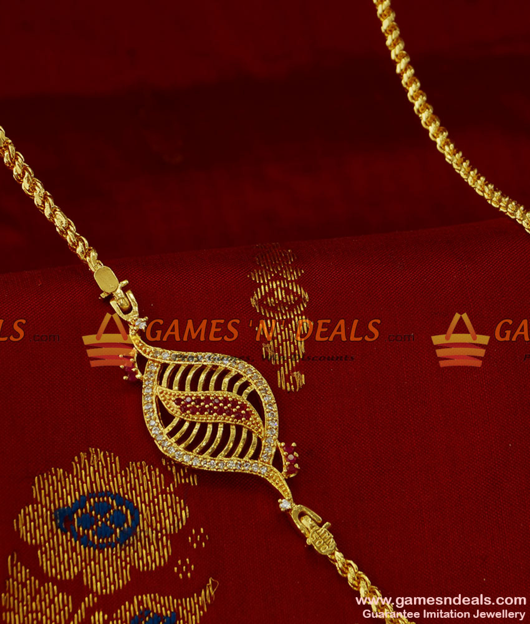 MCH030 - Unique Grand AD Stone Leaf Dollar Mogappu Chain Saradu Design ...
