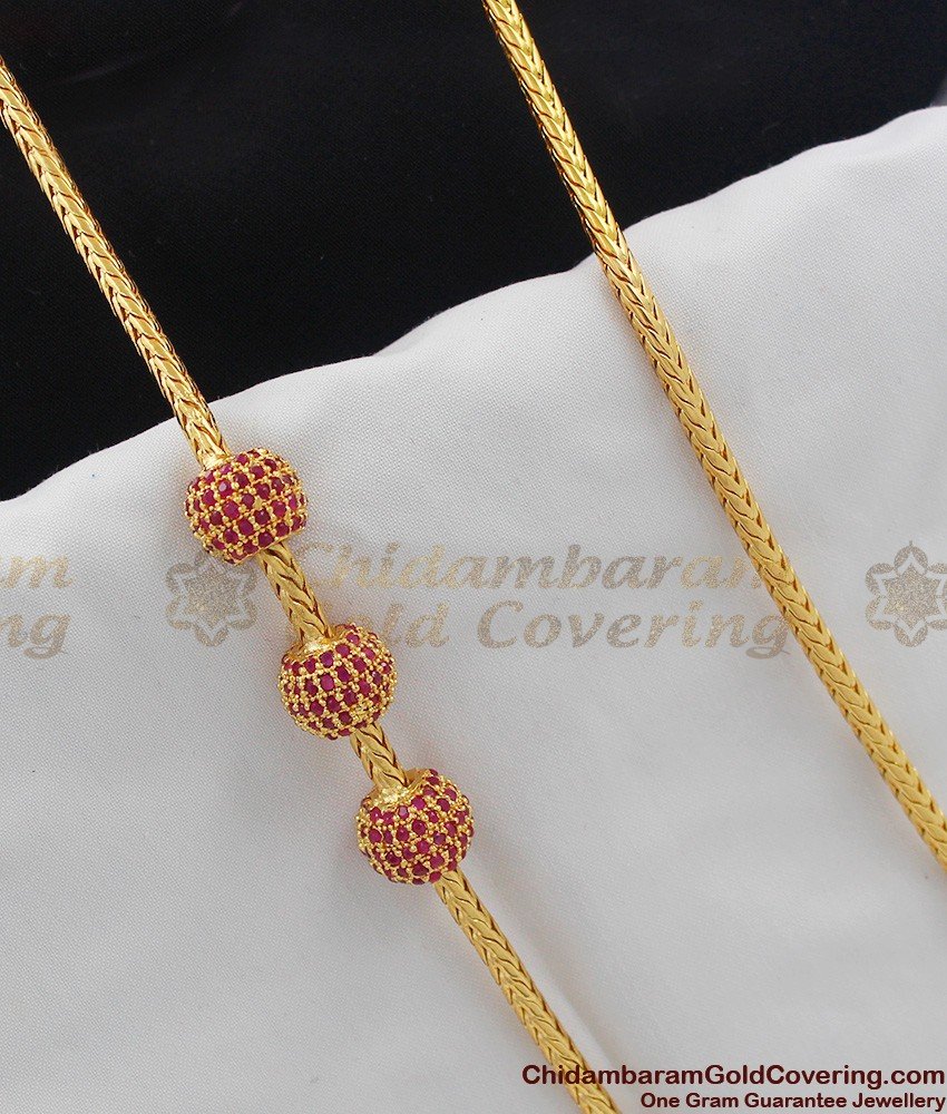 Traditional Ball Design Ruby Stone Mugappu Thali Kodi MCH132