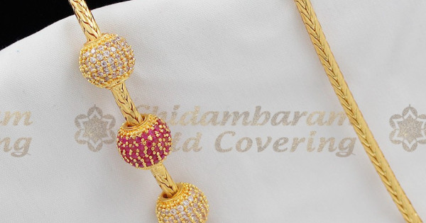 Stylish Mugappu AD Stone Design Ruby Thali Saradu MCH134